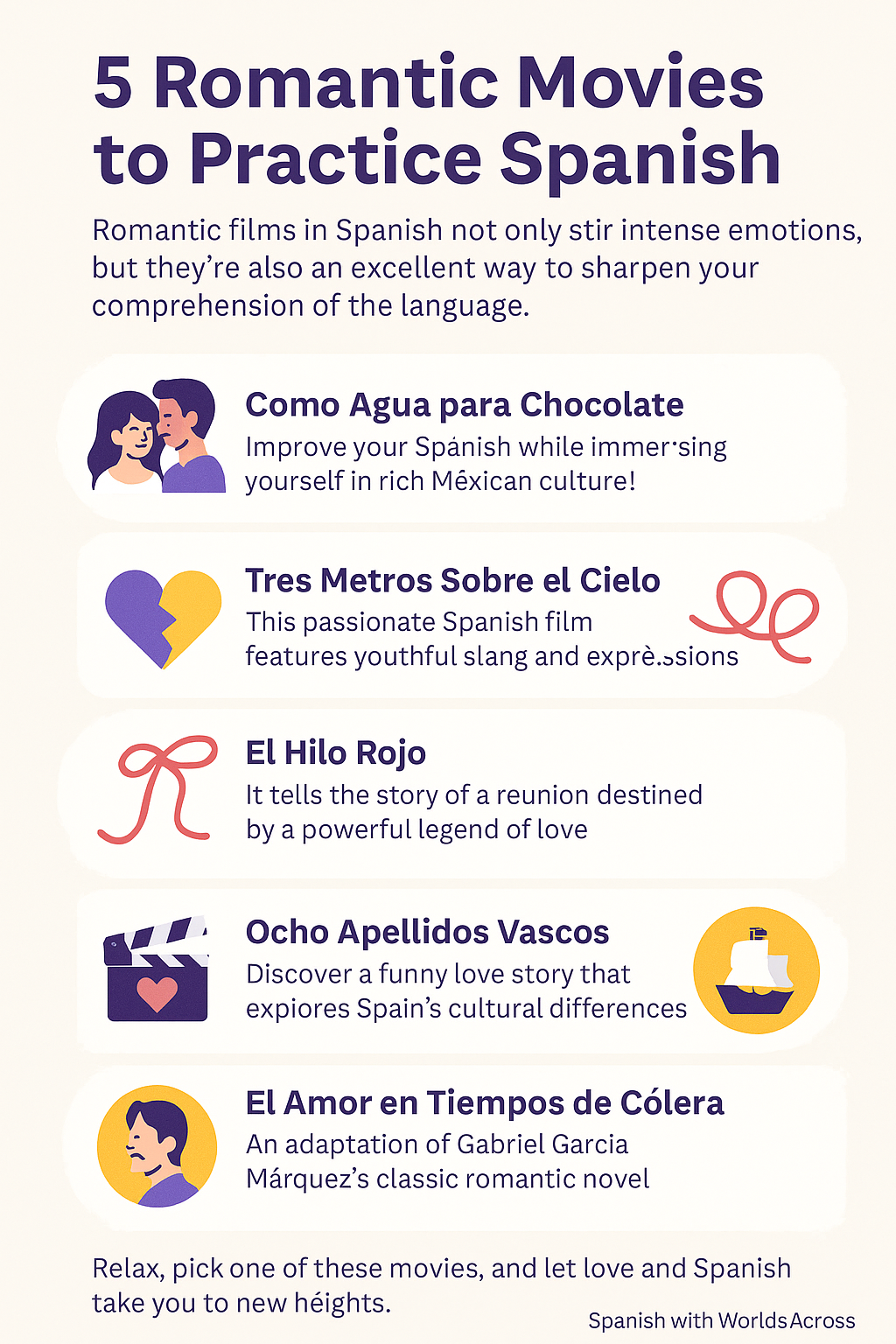 5 Romantic Movies to Practice Spanish