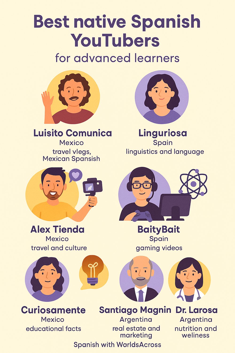 Who are the best native Spanish YouTubers for advanced learners?