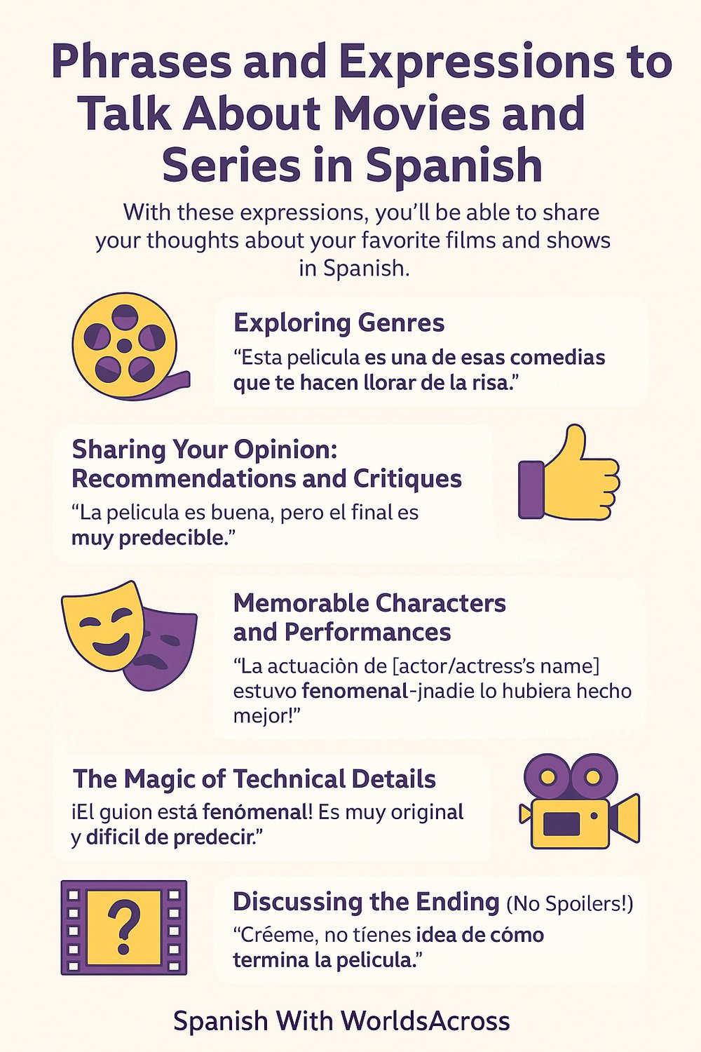 Phrases and expressions to talk about movies and series in Spanish