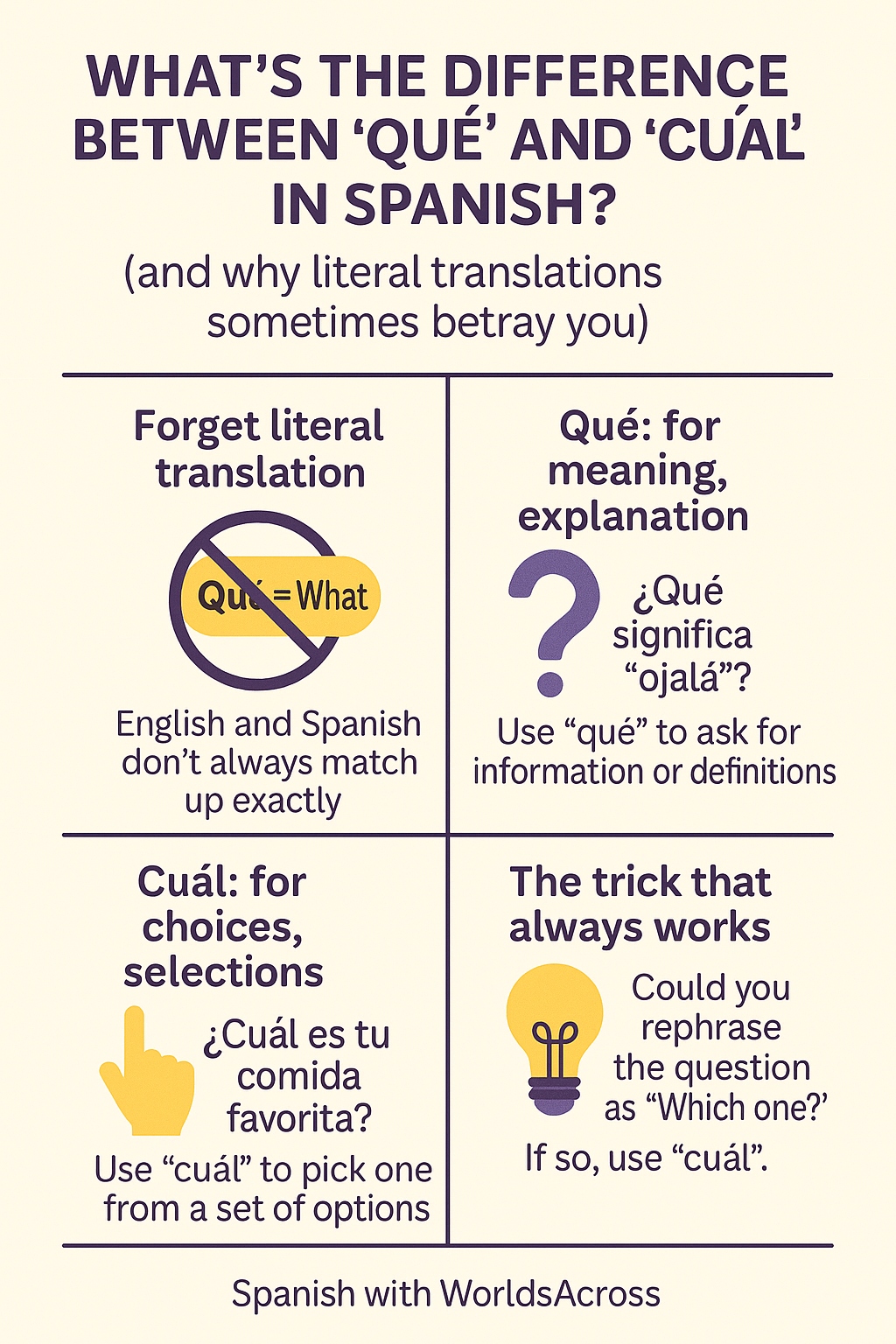 What’s the difference between “qué” and “cuál” in Spanish?