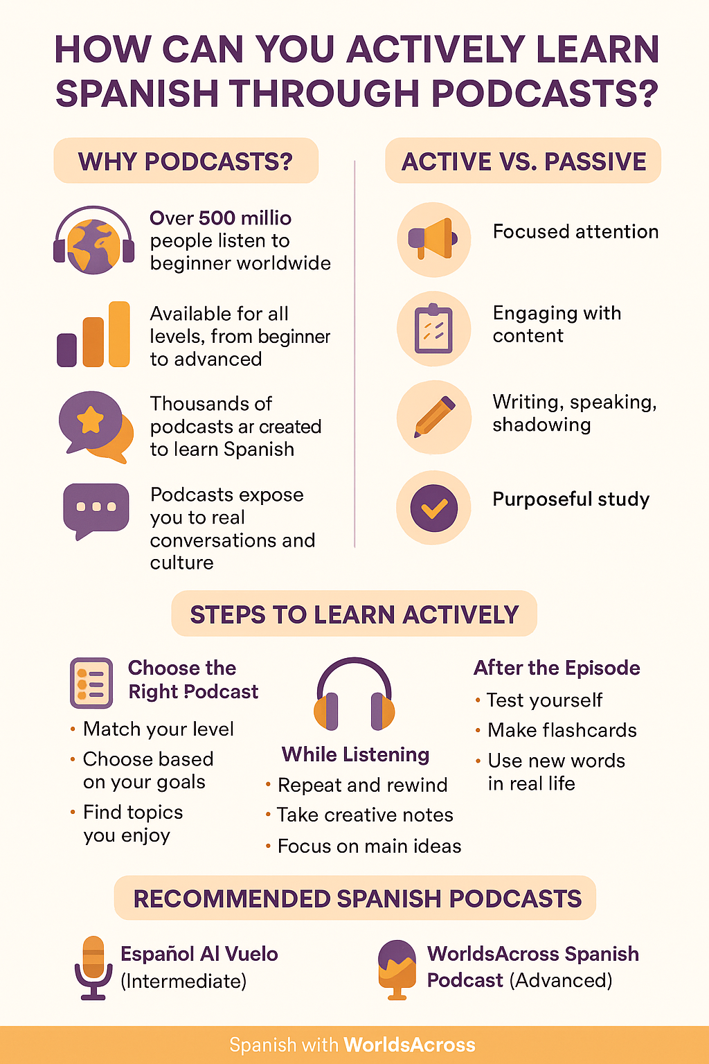 How Can You Actively Learn Spanish Through Podcasts?